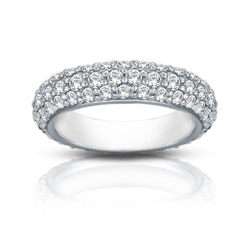 3.50 ct Ladies Three Row Diamond Eternity Wedding Band Ring