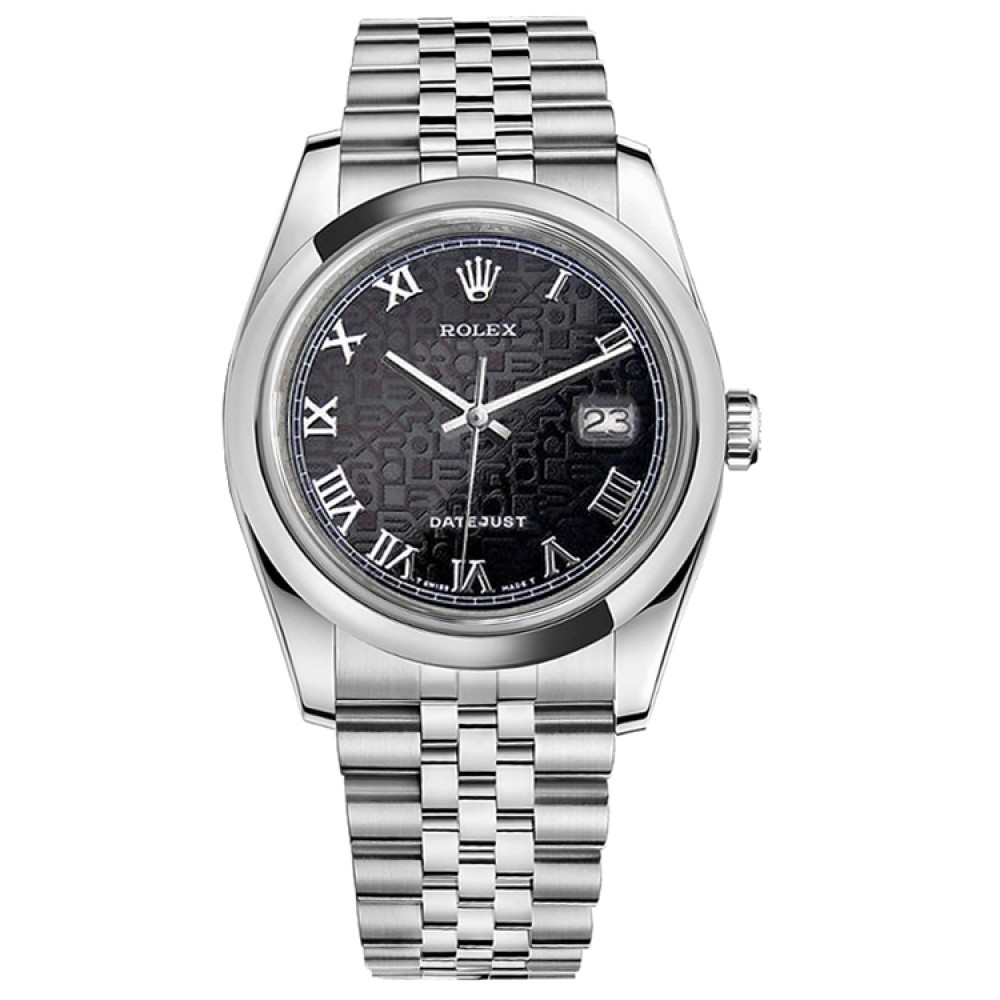 Rolex Datejust 36 Black Jubilee Roman Numeral Watch 116200 BKJRDO